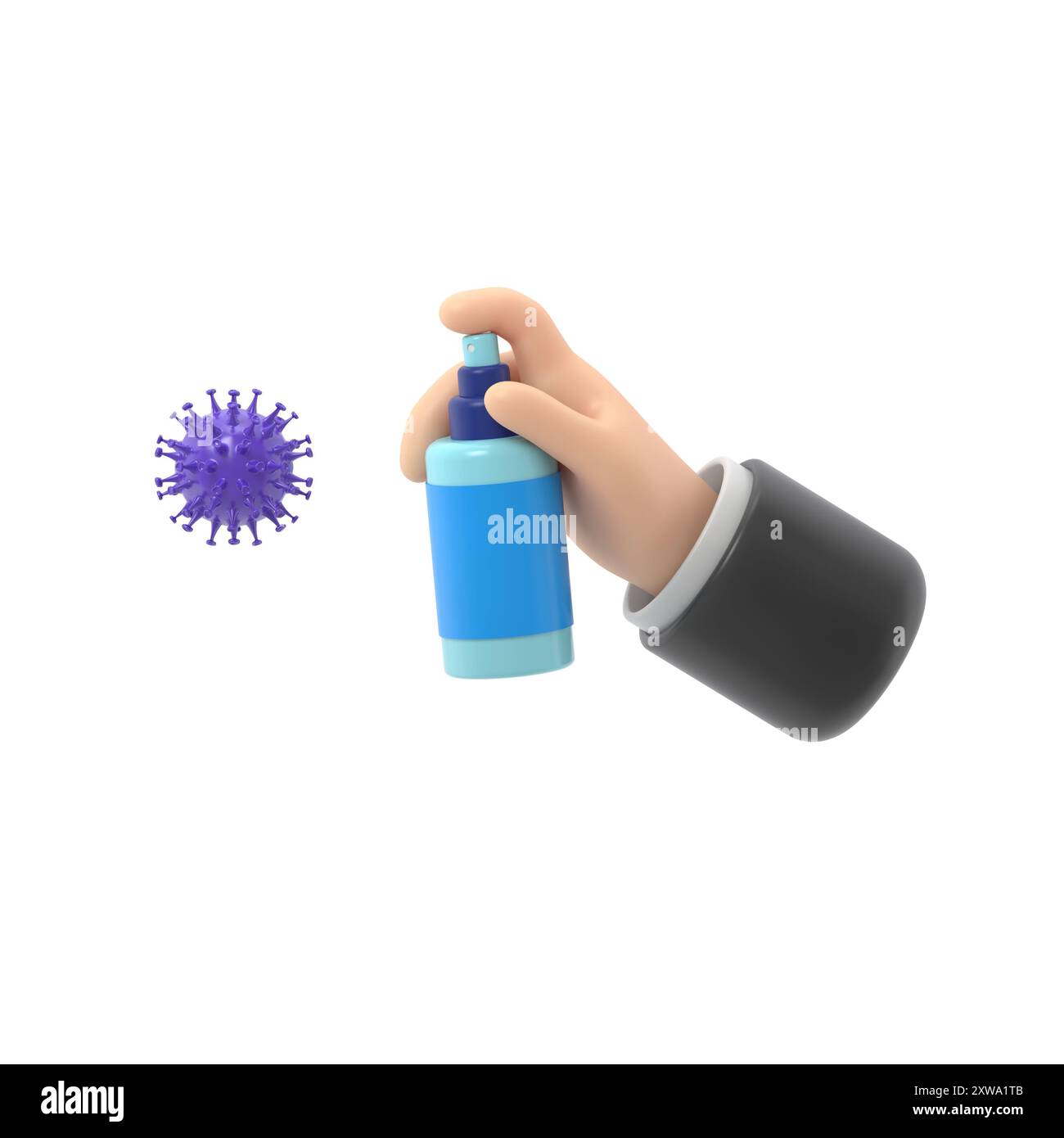 Man in gloves holds bottle of antiseptic spray. Antibacterial flask ...
