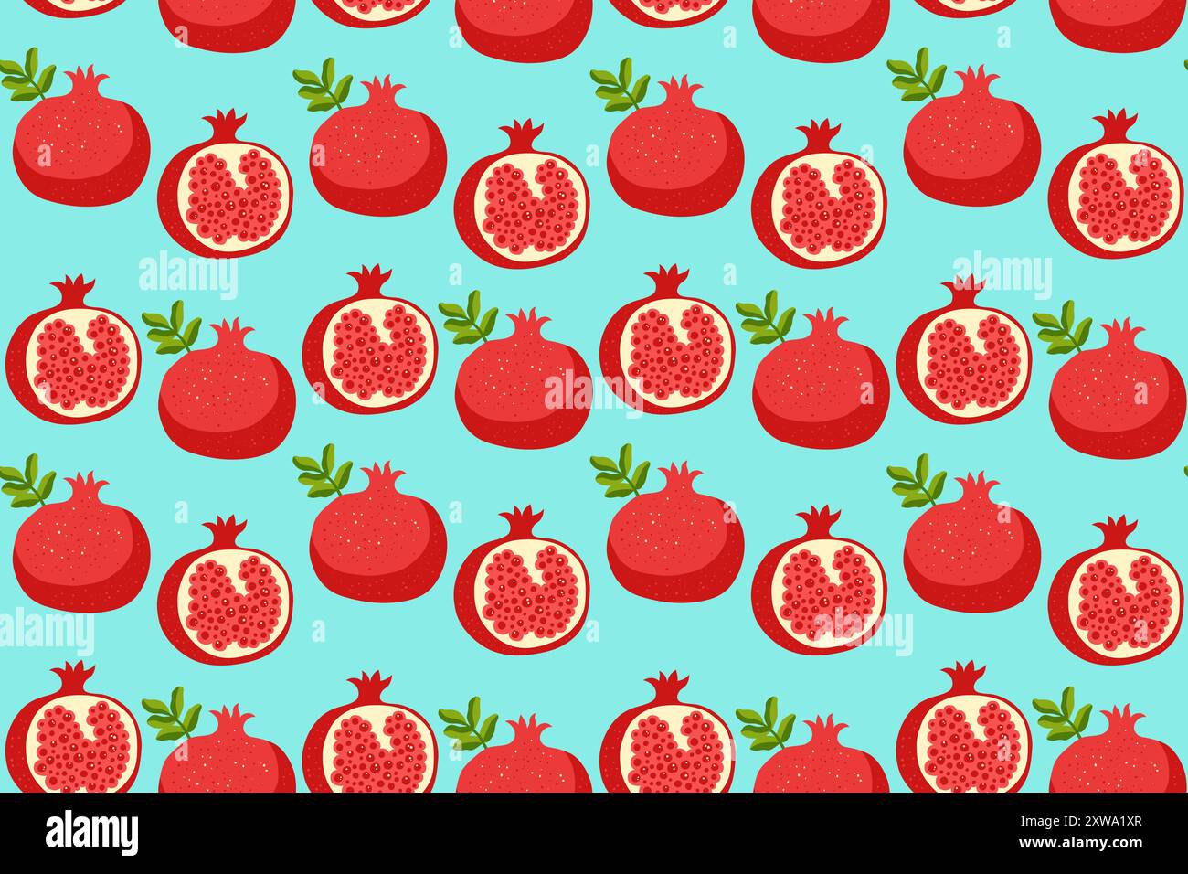 Pomegranate exotic seamless pattern. Hand drawn red garnet fruit trendy ...