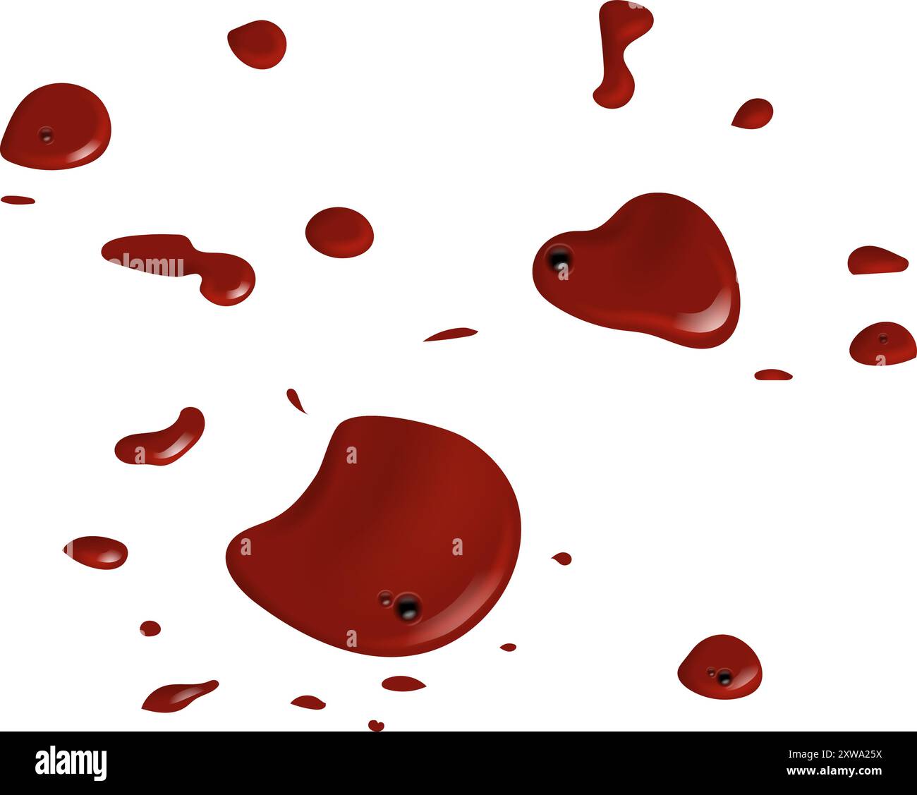 Blood drops. Realistic red liquid paint stains Stock Vector Image & Art ...