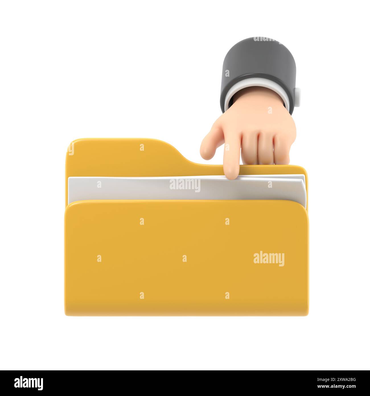 Cartoon Gesture Icon Mockup.Looking for information in a folder with ...