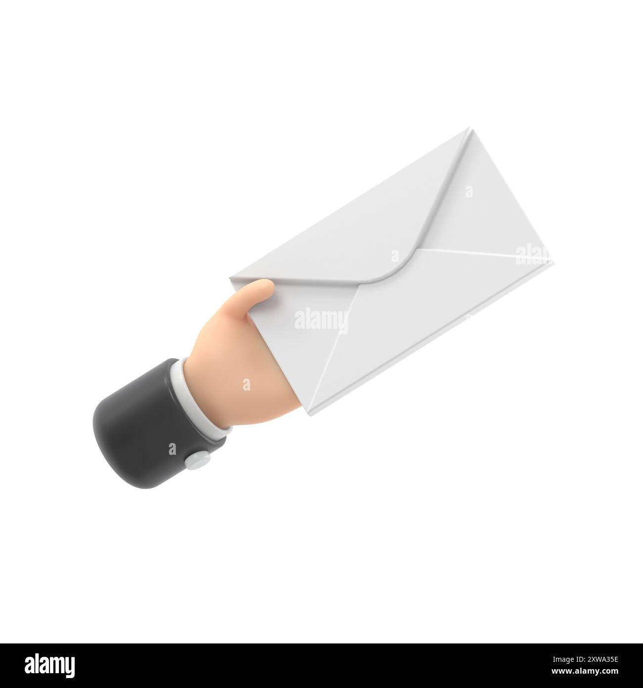 Envelope holding in the hand. Email message concept, sending. Postman ...