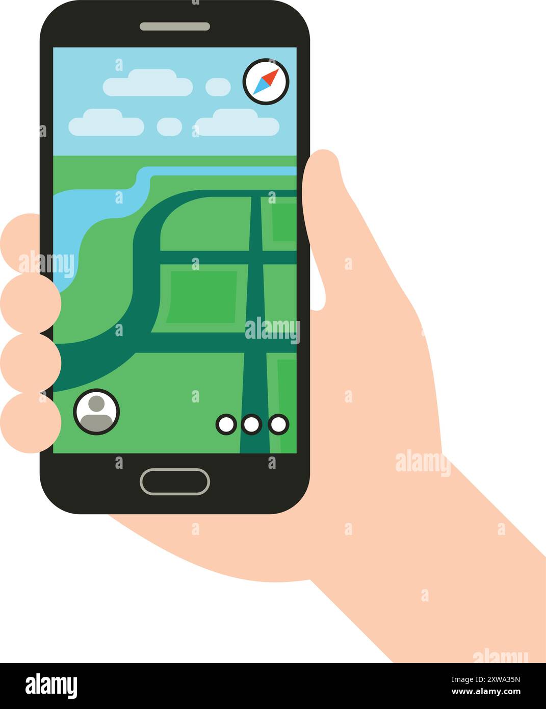Phone in hand city street Stock Vector Images - Alamy