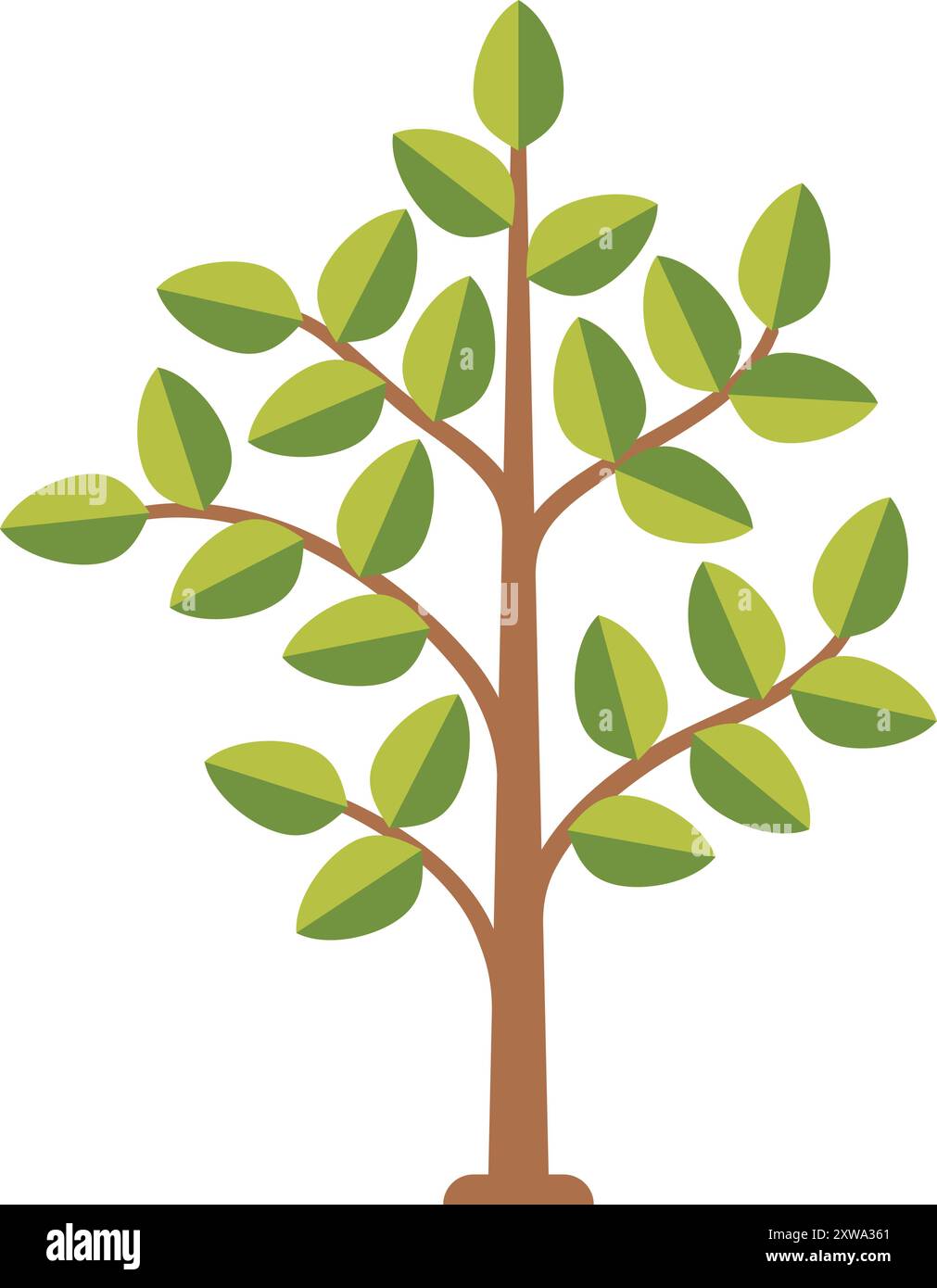 Growing tree icon. Flat green foliage plant Stock Vector Image & Art ...