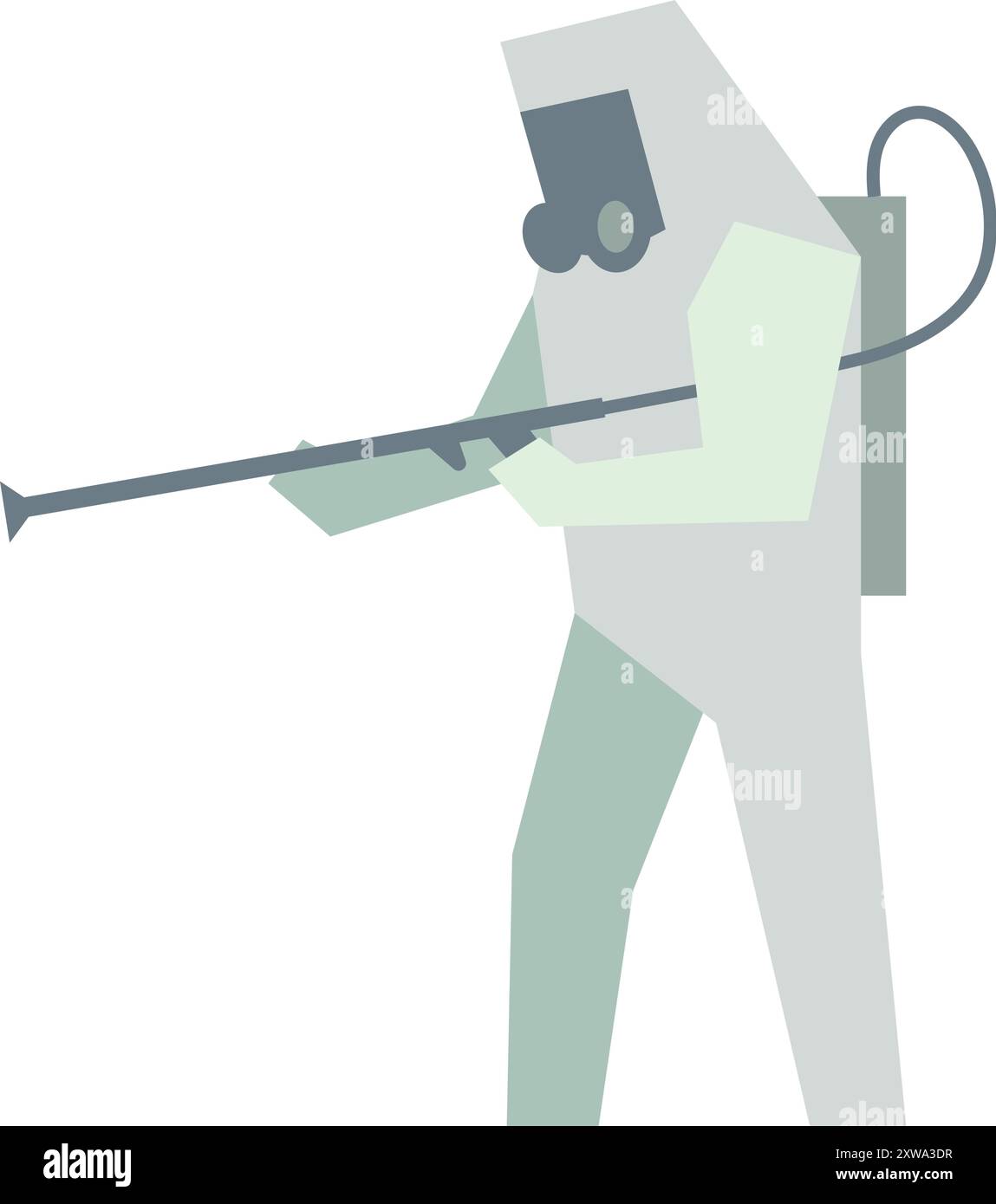 Disinfector character in toxic protection suit spraying poison Stock ...