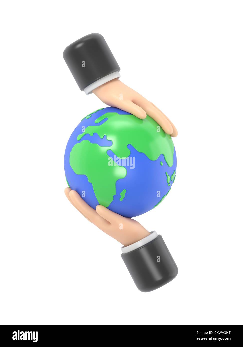 Planet protection concept. Globe in hands icon. 3D illustration flat ...