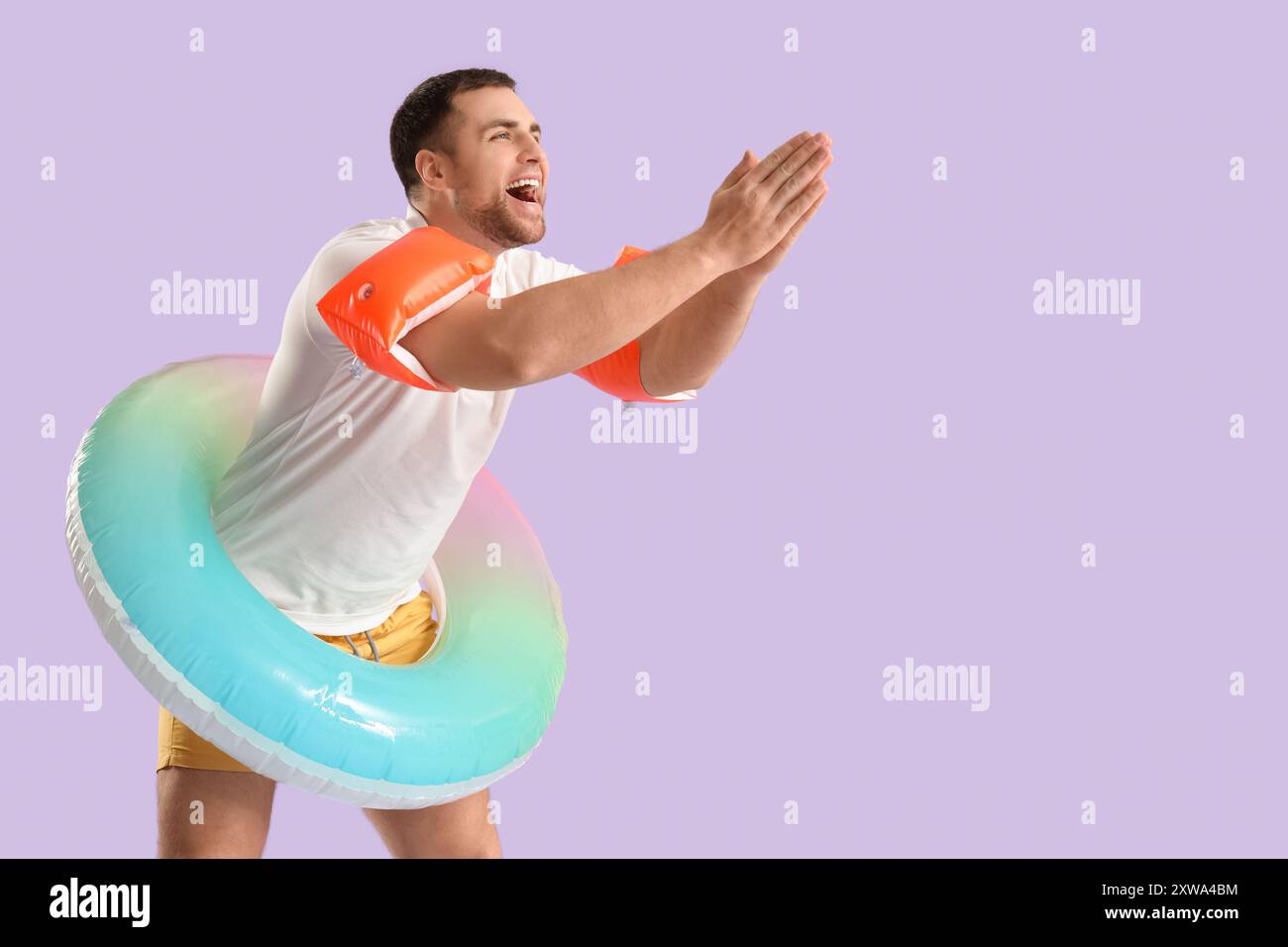 Armbands swim man hi-res stock photography and images - Alamy