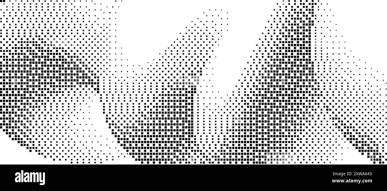 Pixelated curved gradient shape. Dotted dither squiggle texture ...