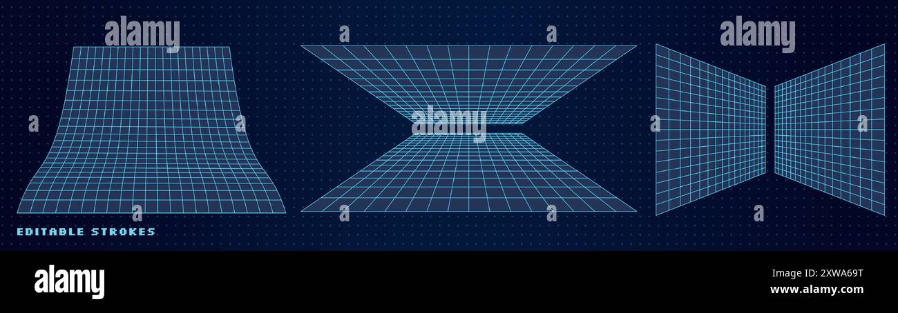 Futuristic 3D Grid Wireframe Mesh Shapes Stock Vector Image & Art - Alamy