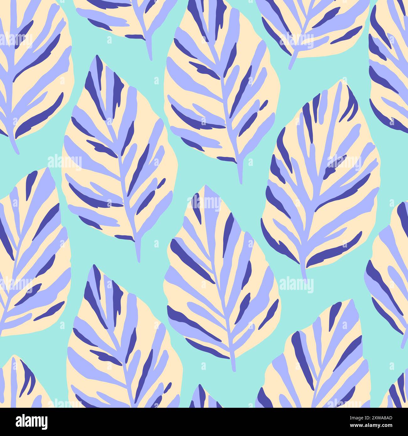 Ornamental pattern with stylized ornate leaf elements. Vector ...