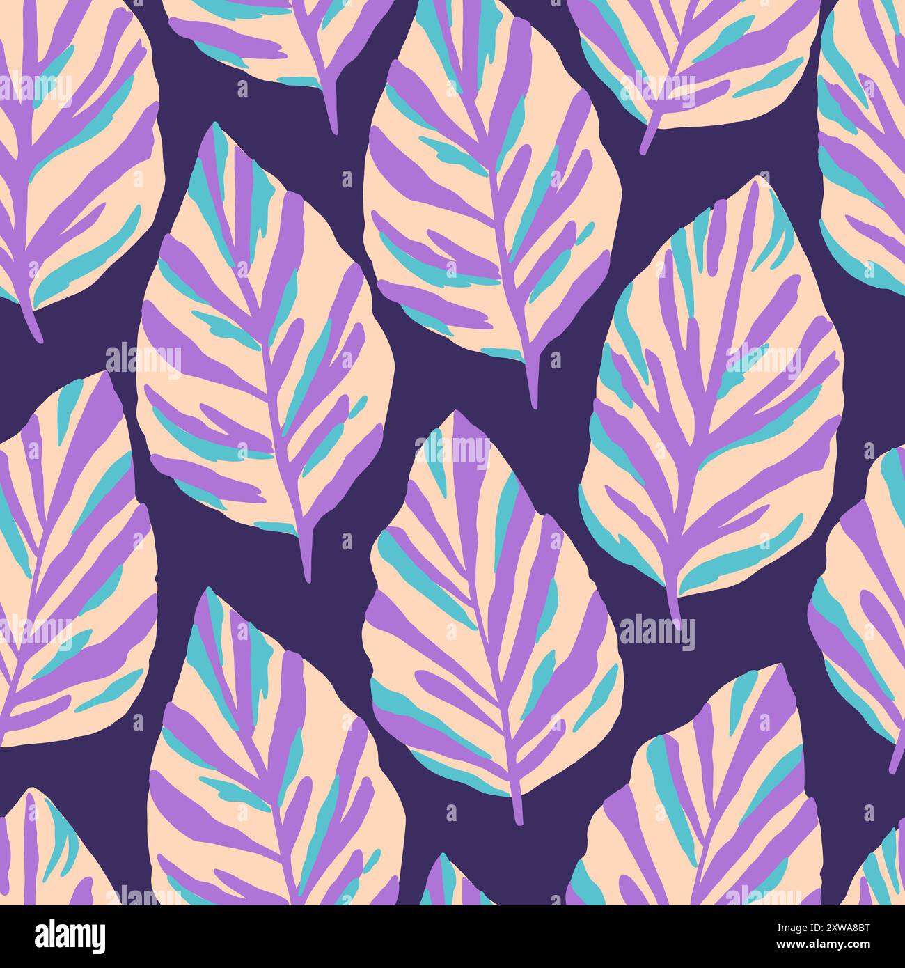 Ornamental pattern with stylized ornate leaf elements. Vector ...