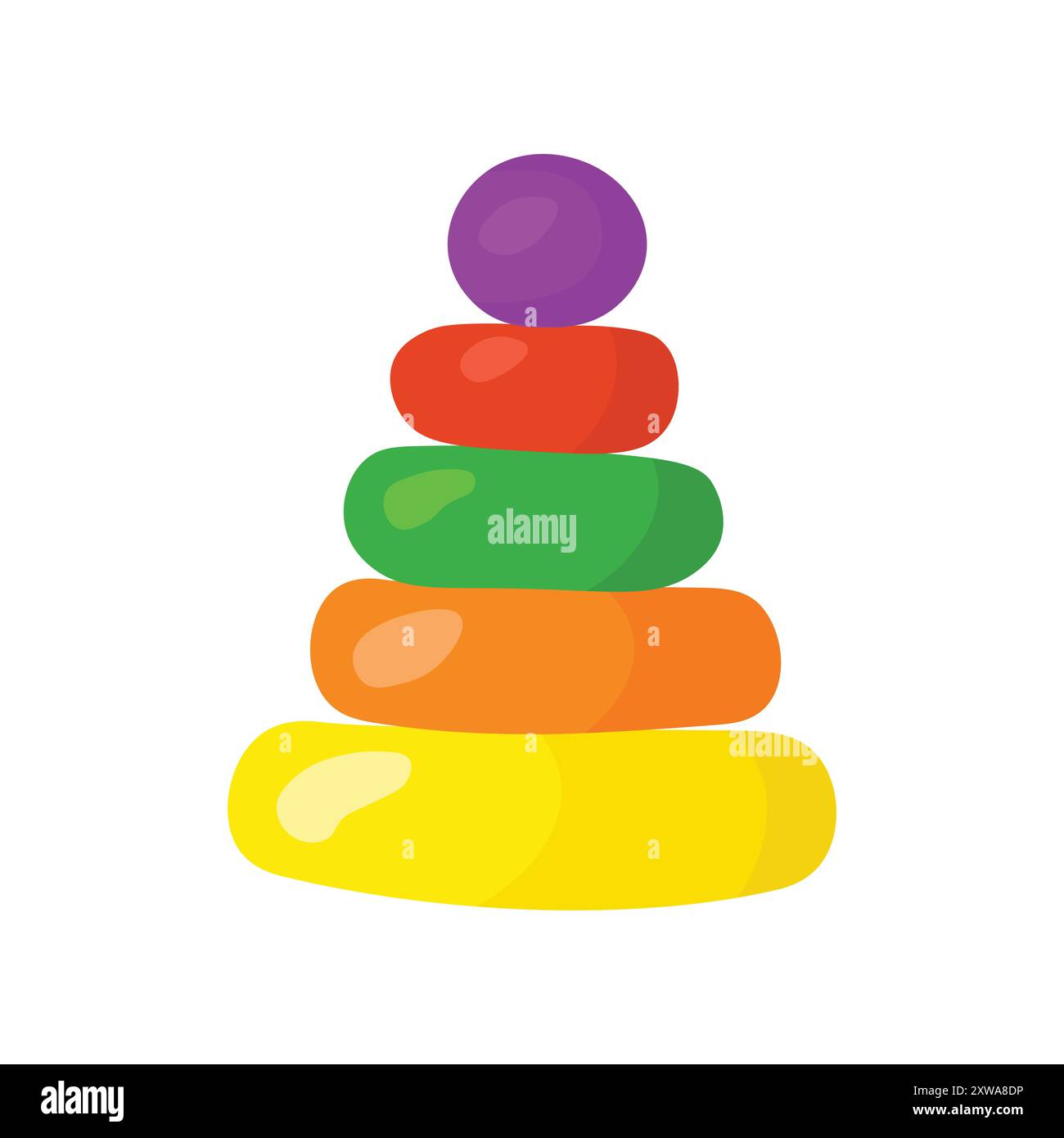 Isolated illustration of a baby pyramid game. Colorful rings toy for ...