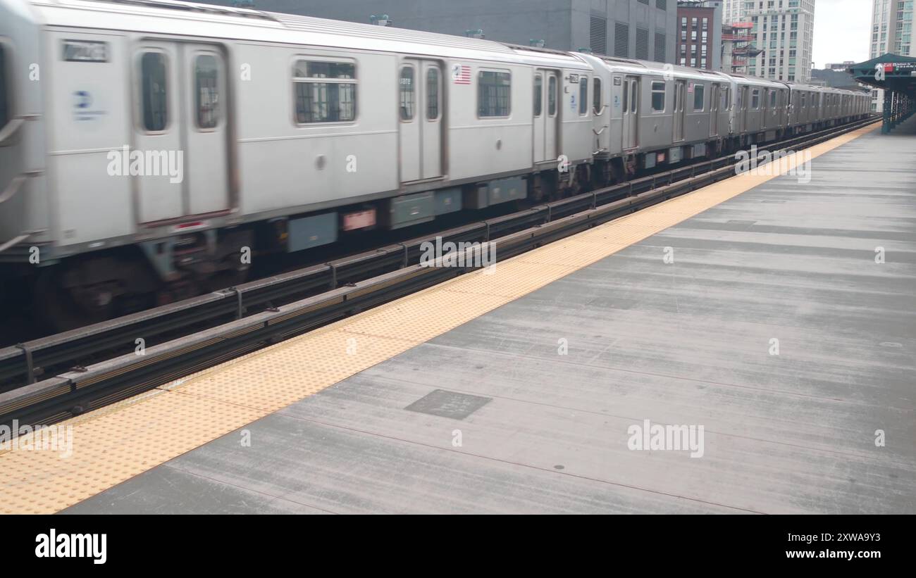 New York subway station. Metro train on metropolitan platform, United ...