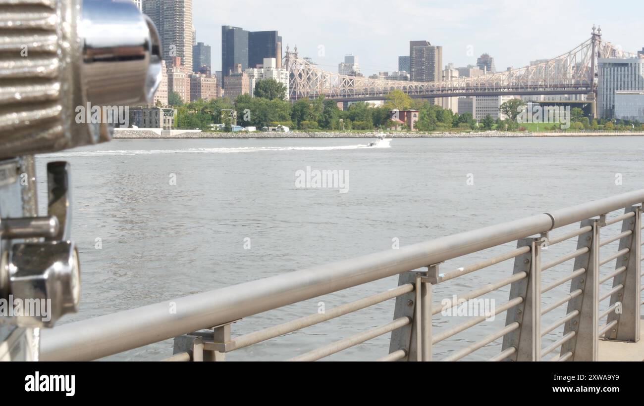 New York City waterfront skyline, Manhattan Midtown buildings ...