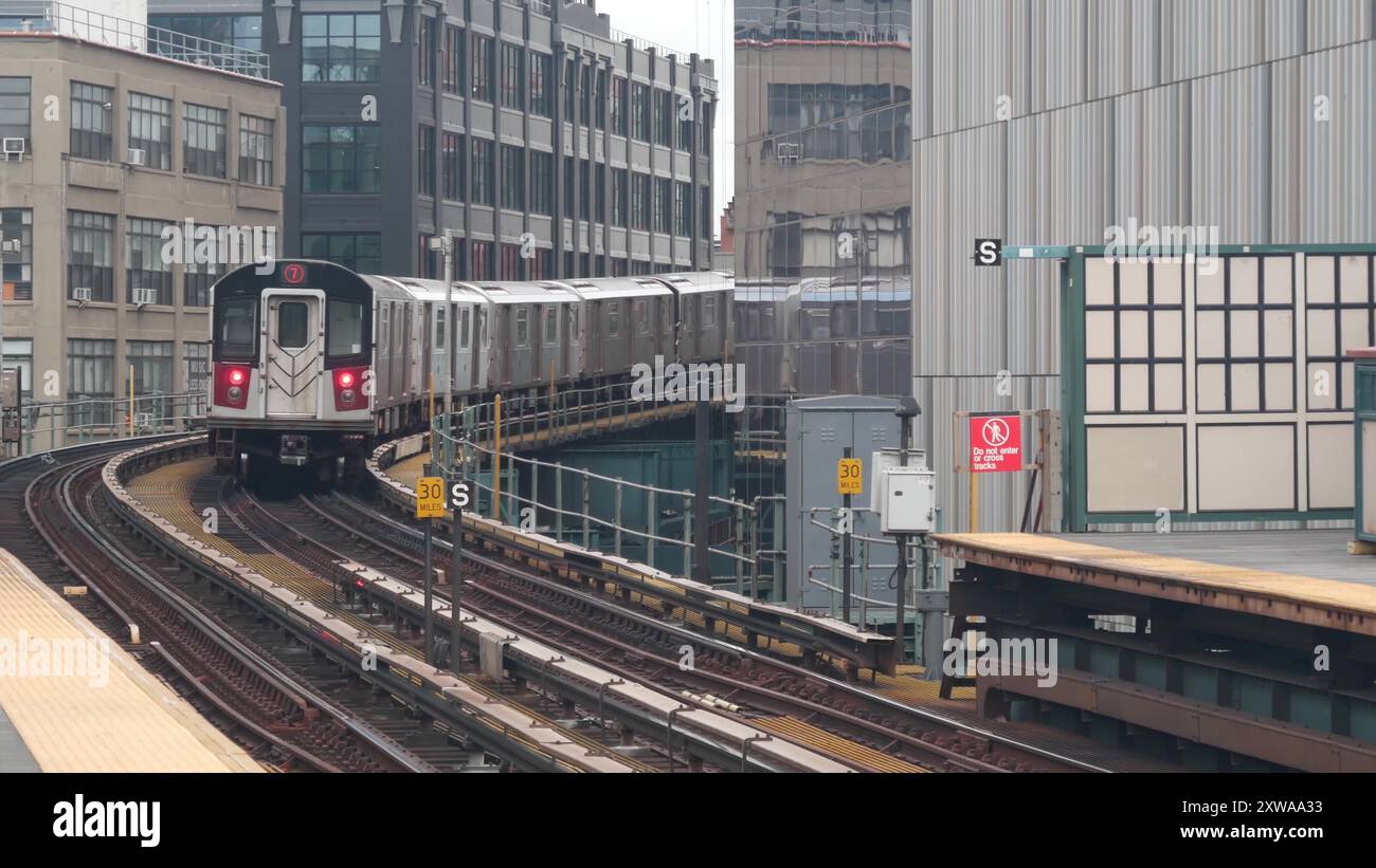 New York subway station. Metro train on metropolitan platform, United ...
