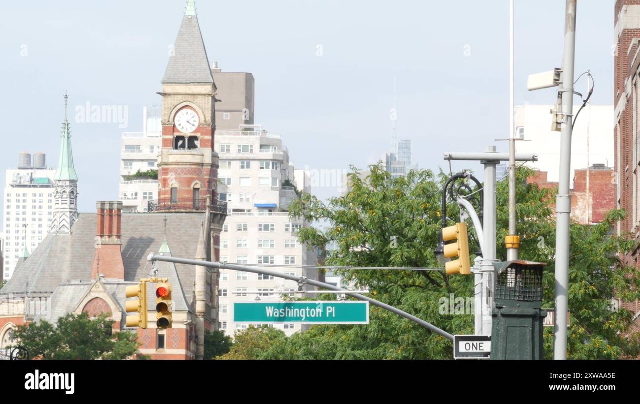 New York City street. Manhattan Greenwich village landmark, United ...