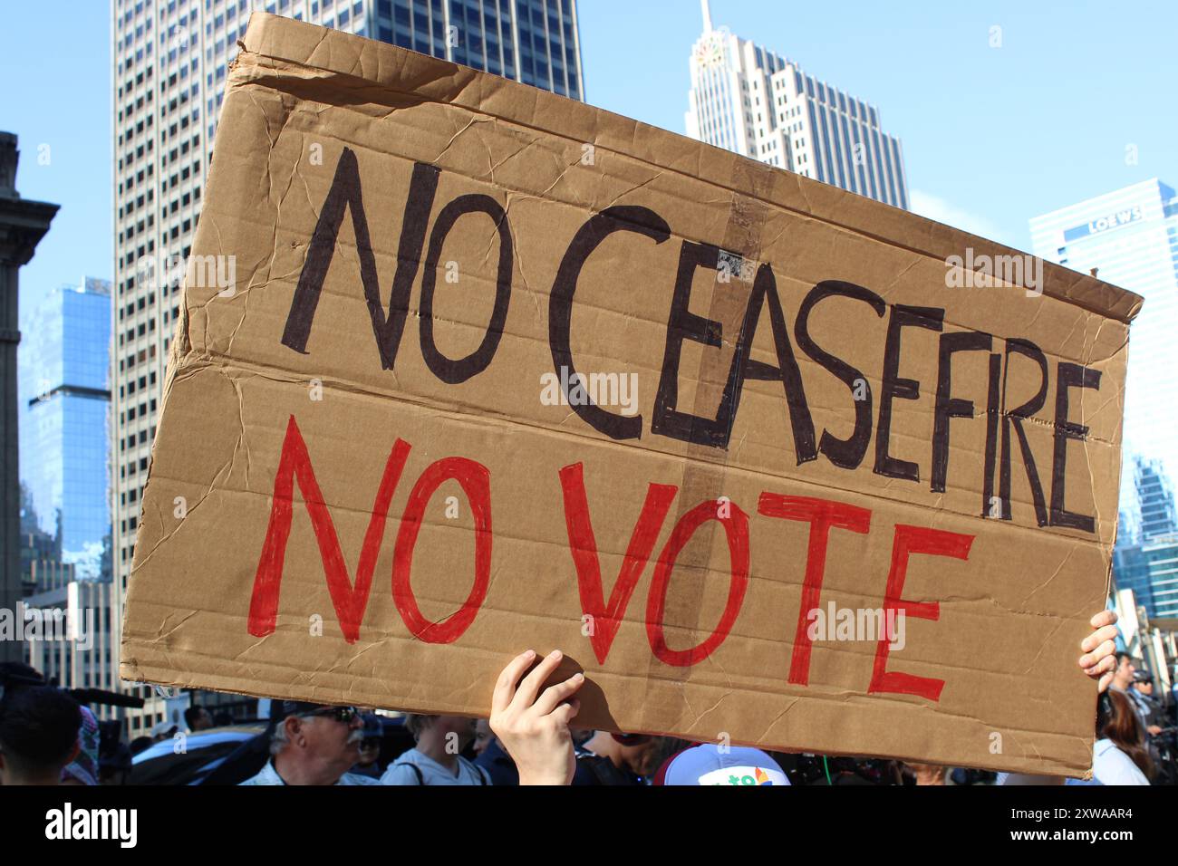 No ceasefire no vote protest sign against the 2024 Democratic National ...