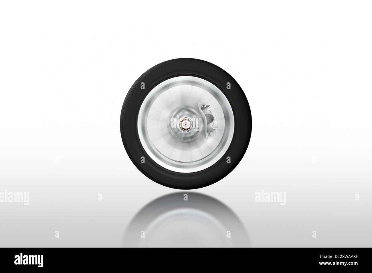 Car wheels spin at high speed on white background, car wheels with ...