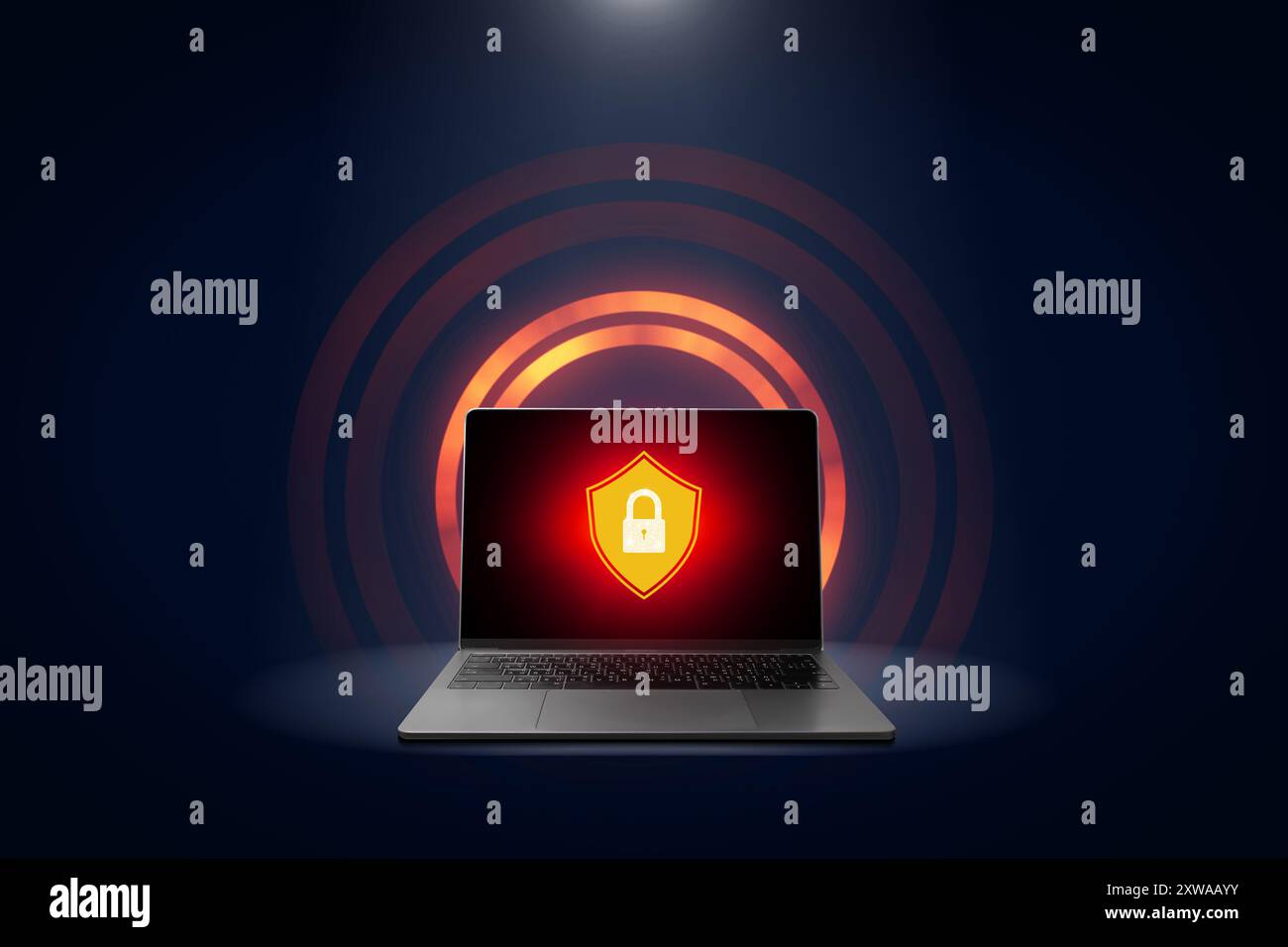 Cyber security and privacy protection technology concept. Laptop with ...