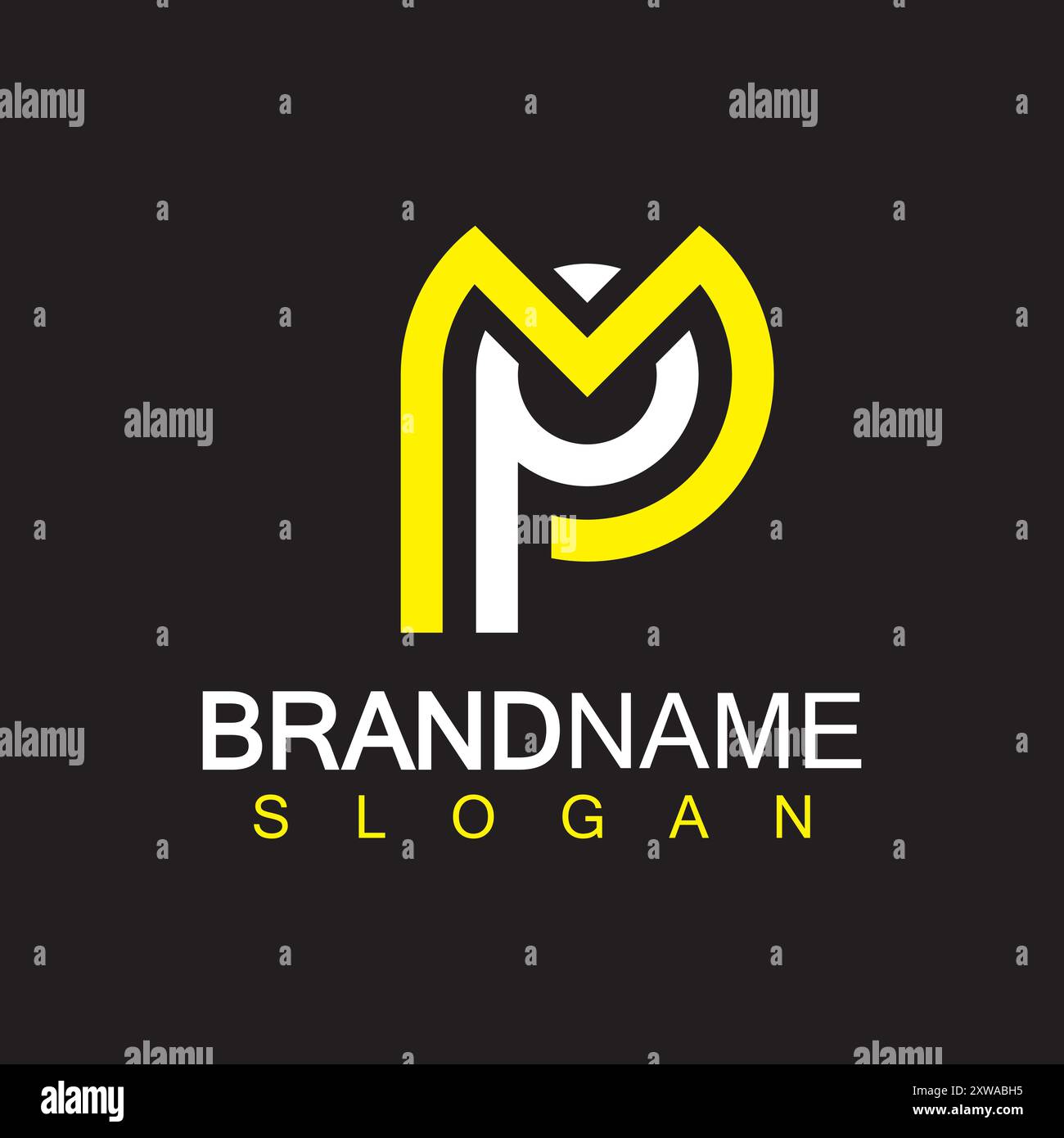 Alphabet Letters PM or MP logo design template Stock Vector Image & Art ...