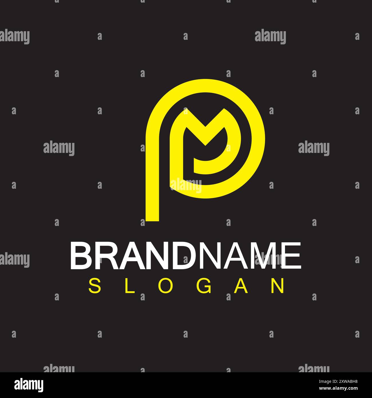 Alphabet Letters PM or MP logo design template Stock Vector Image & Art ...