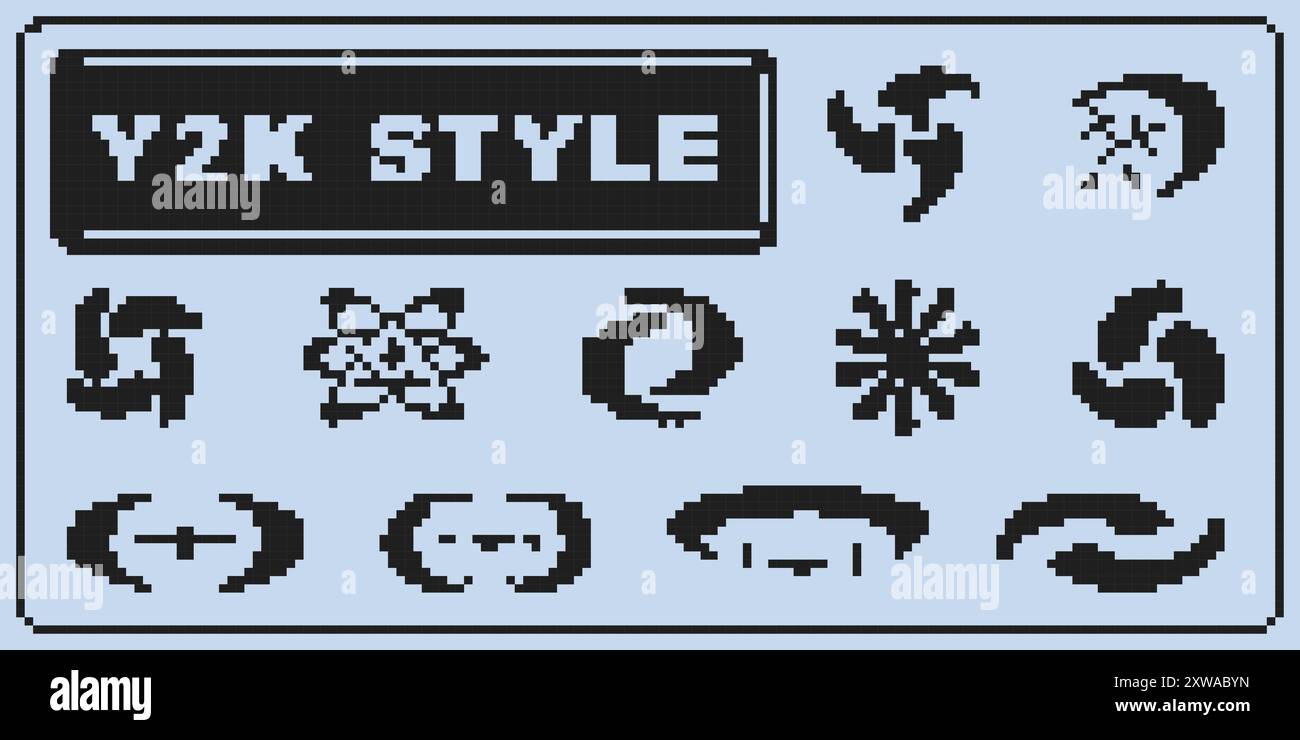 Y2K pixel style asset. 8 bit vector abstract shapes Stock Vector Image ...