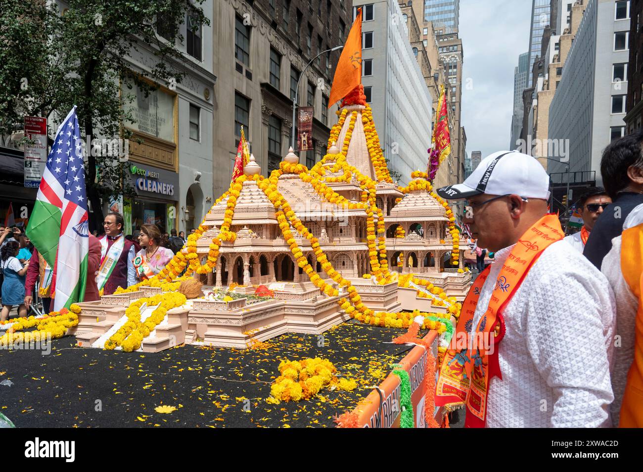 New York, United States. 18th Aug, 2024. Participants march along the ...