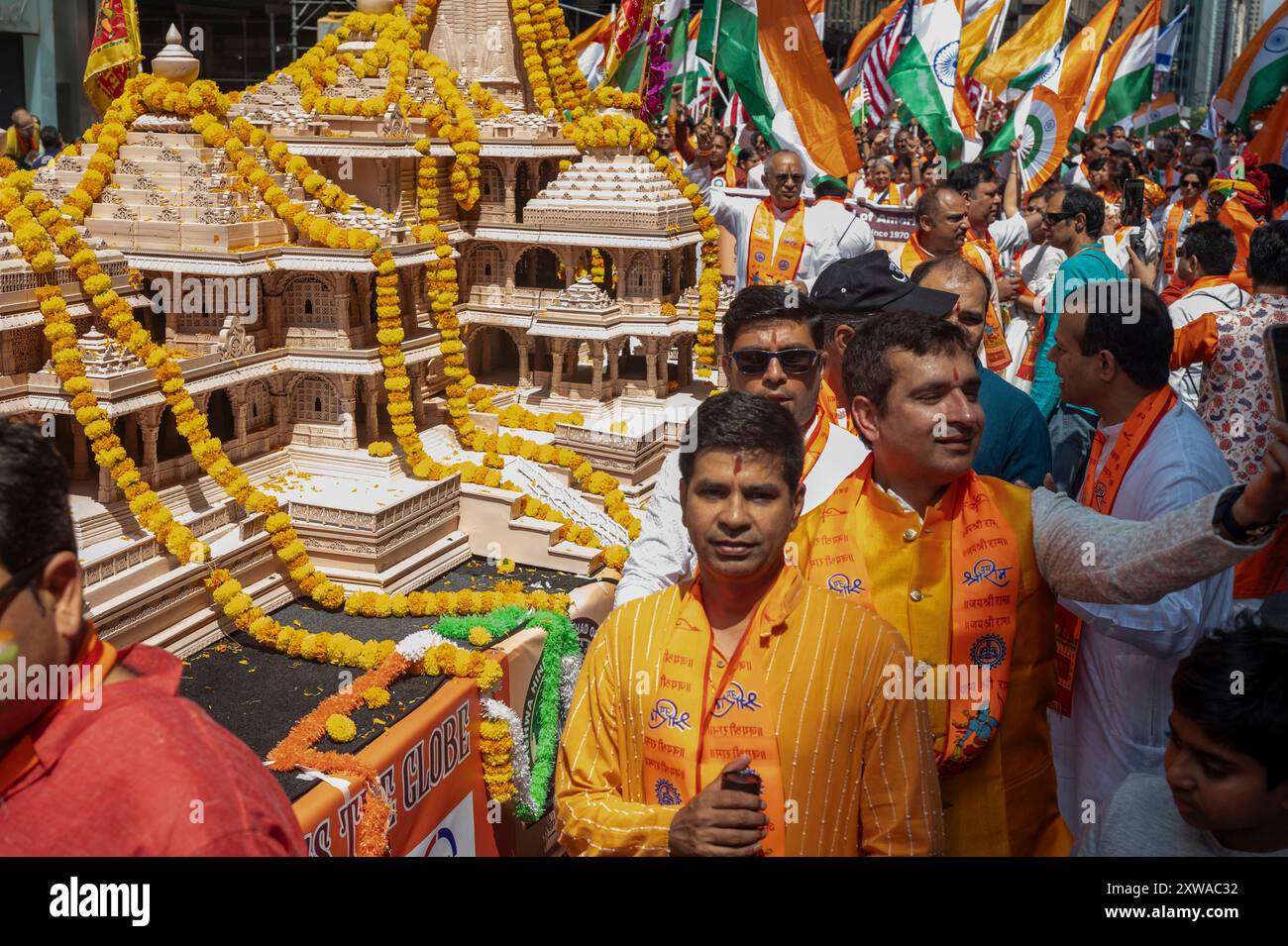 New York, United States. 18th Aug, 2024. Participants march along the ...