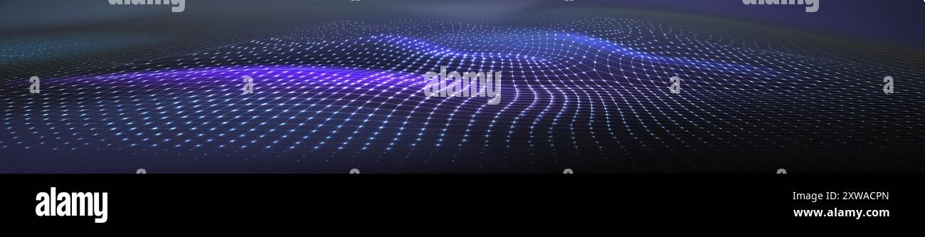 Abstract neon glow blue and purple wireframe 3d wave or mountain map ...