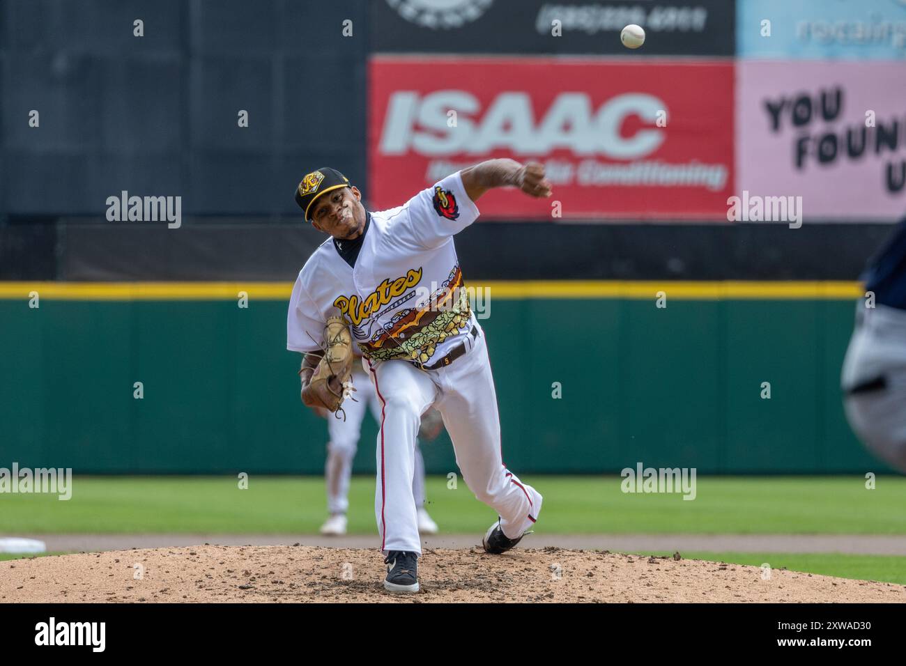 August 18th, 2024: Rochester Red Wings Garvin Alston (38) delivers a ...