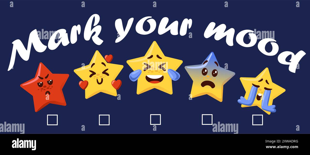Star emoji. Evaluation ranking. Mark mood. Clients satisfaction ...