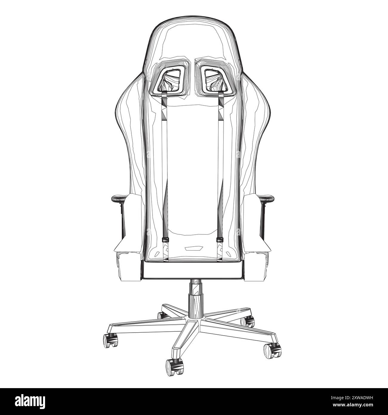 Gaming chair contour vector illustration. Drawing of computer chair ...