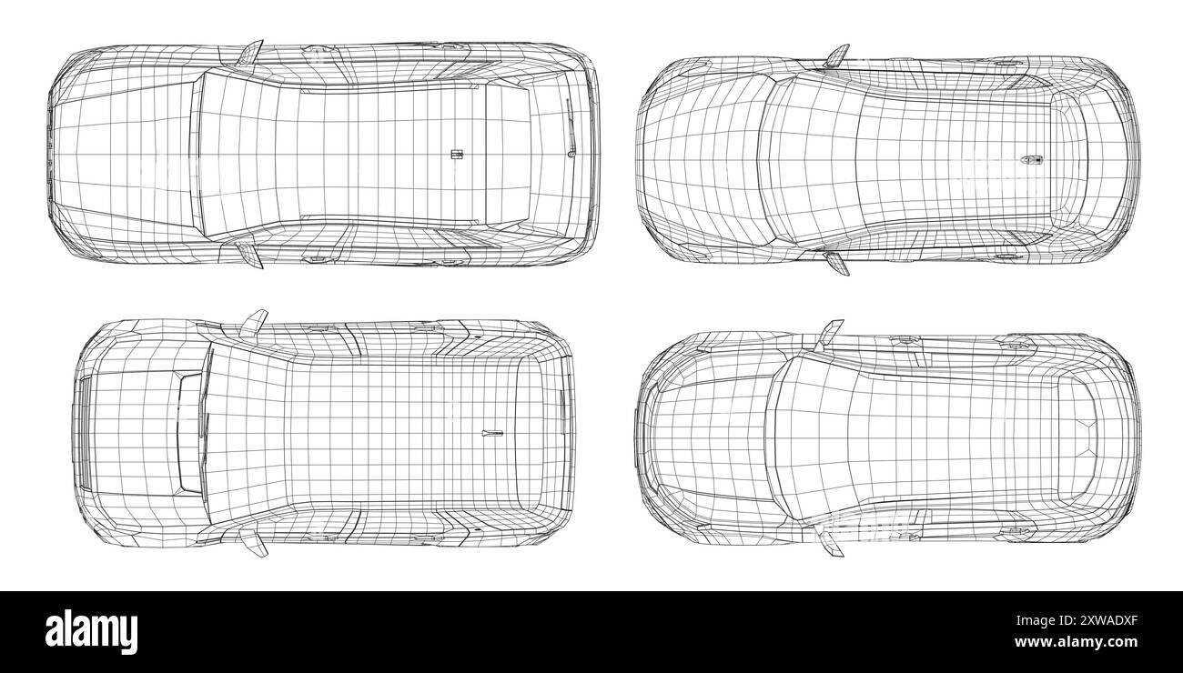 Set of wireframe different models of cars. Vector flat style ... Set of wireframe different models of cars. Vector flat style ...
