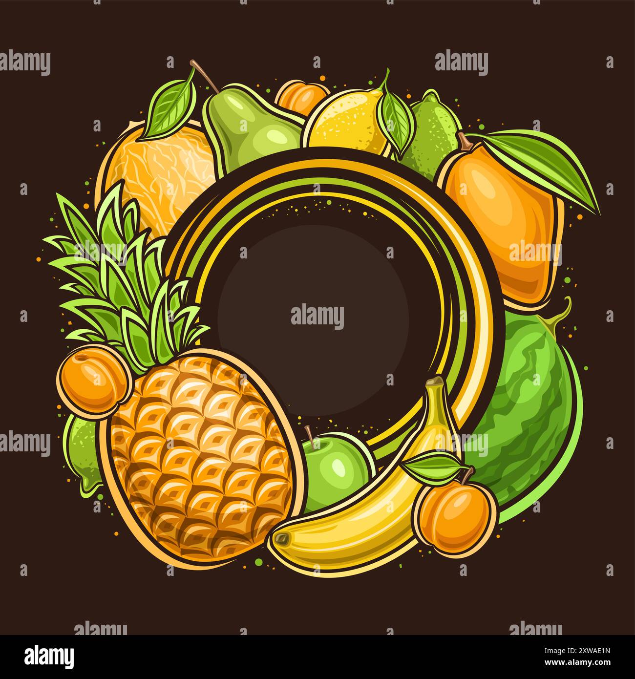 Vector Fruit Frame with copy space for ad text, decorative square ...