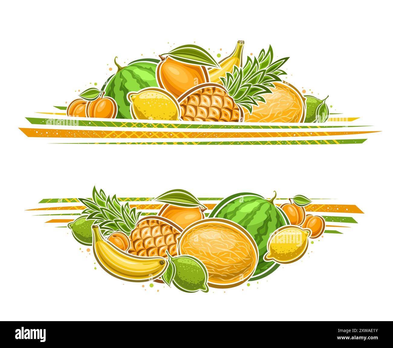 Vector Fruit Border with copy space for ad text, decorative frame with ...