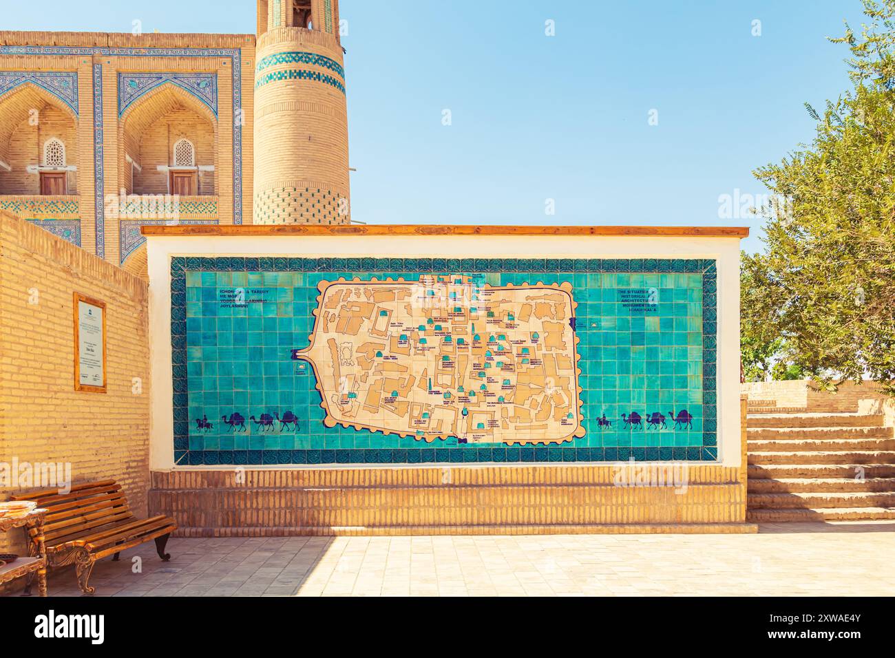 Map of Ichan Kala, the inner town of Khiva. Khiva, Uzbekistan - July 17 ...
