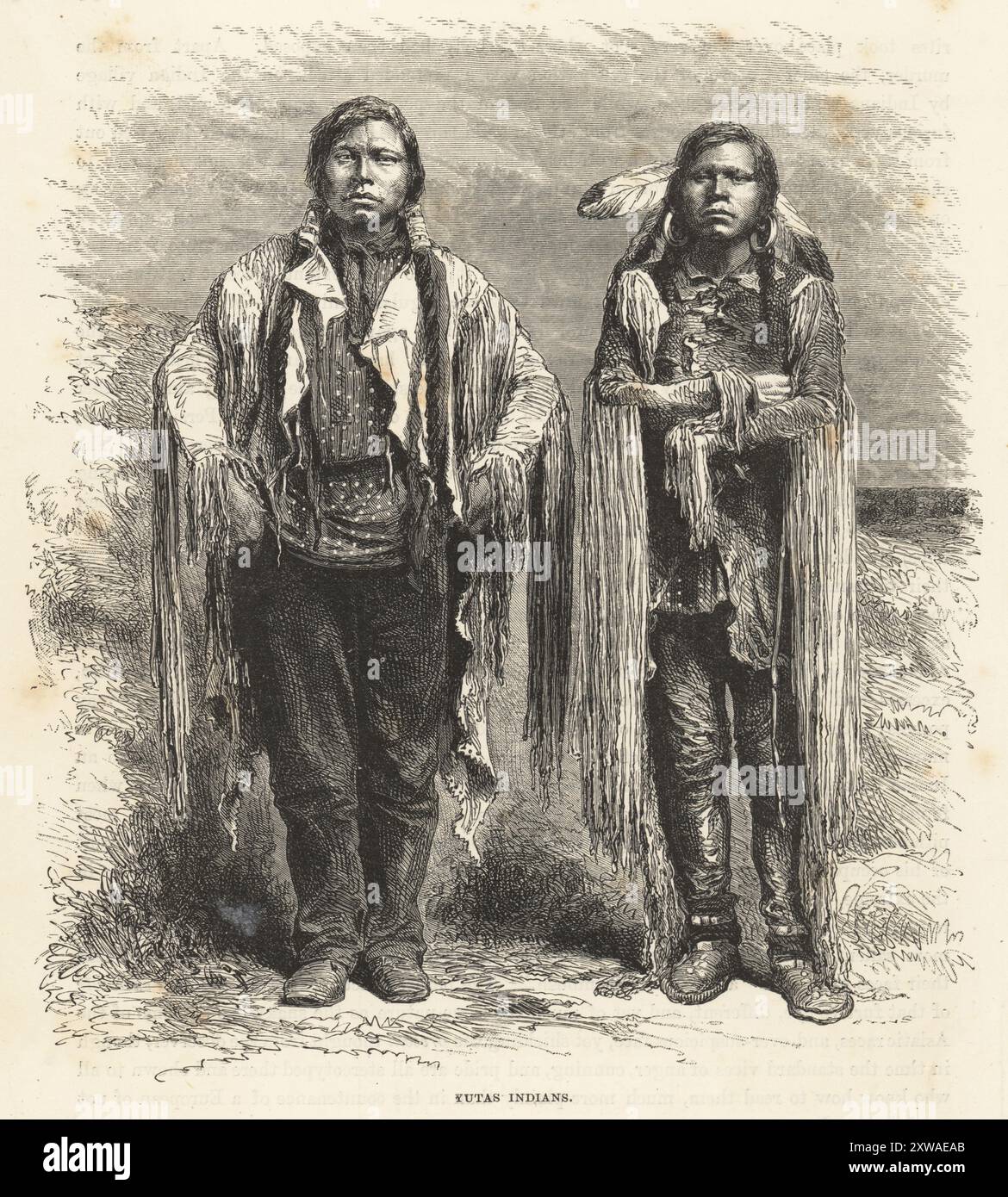 Two men of the Ute people of Utah and Colorado in the Great Basin, USA ...