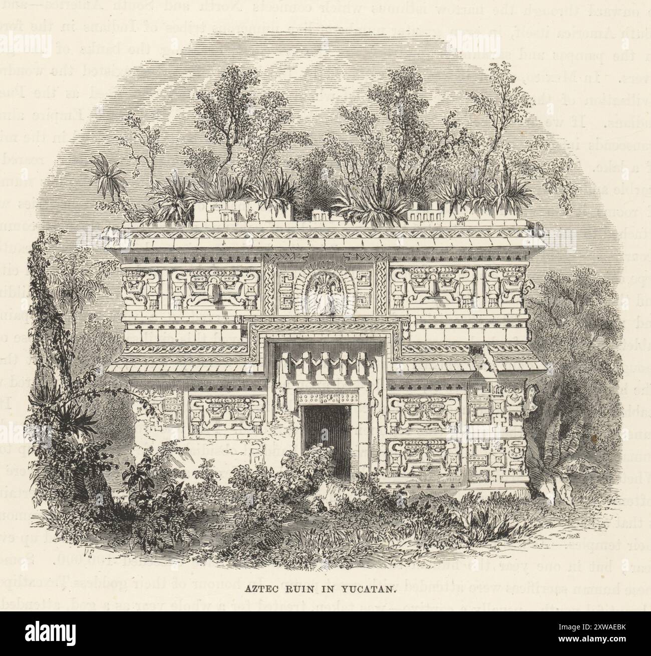 Ruins of a temple in the Maya city of Uxmal, Yucatan. Mayan temple with ...