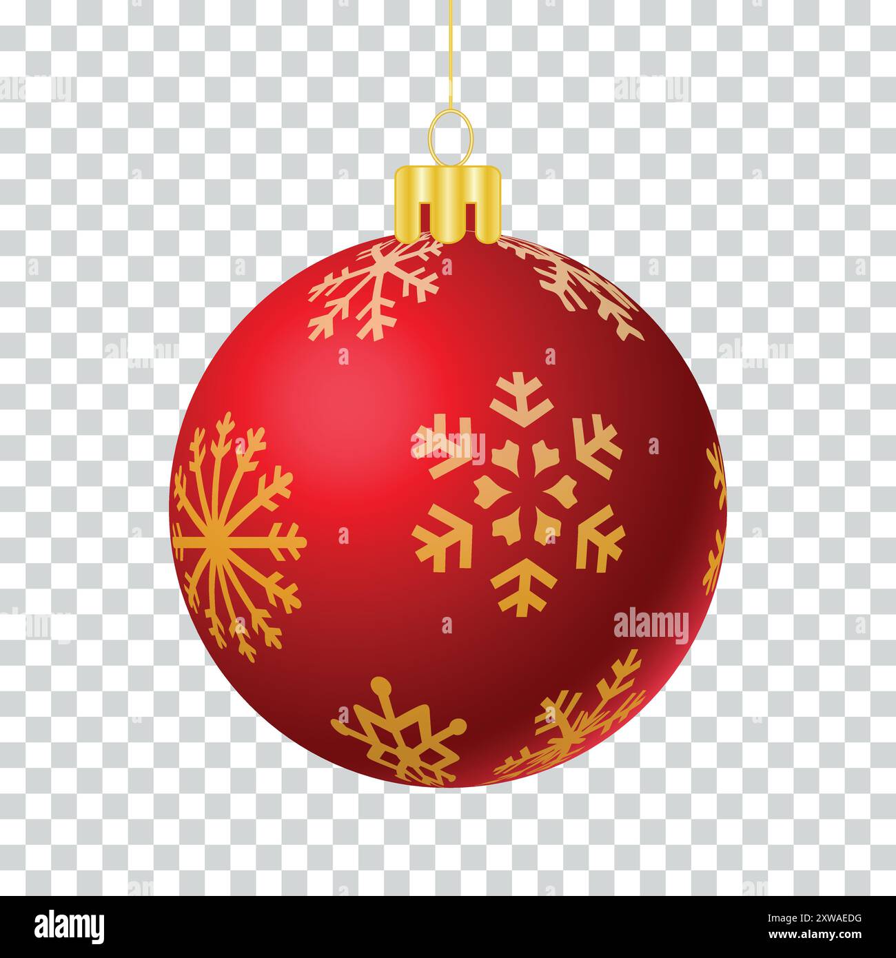 Luxury Red Christmas Ornament Ball with Golden Snowflake Pattern on ...