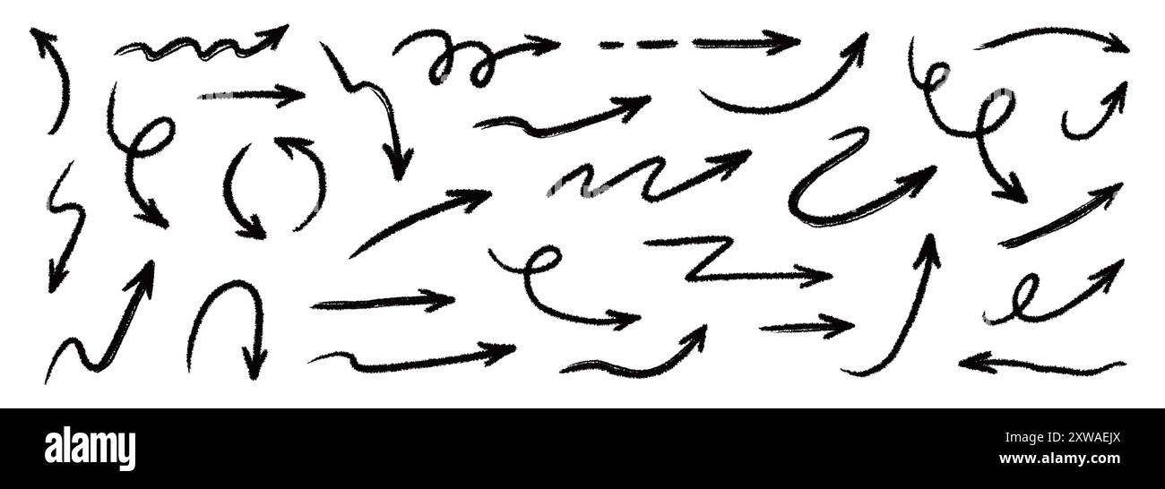 Arrow crayon brush fun kid chalk line stroke. Sketch chalk pencil ...