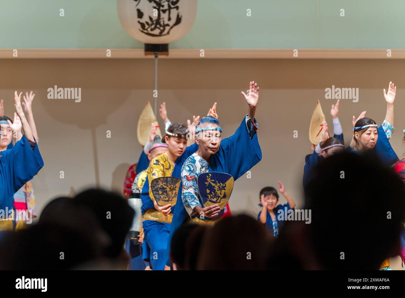 Tokushima Awa Odori Festival 2024. Performers are performing Japanese traditional Awa dance on ...
