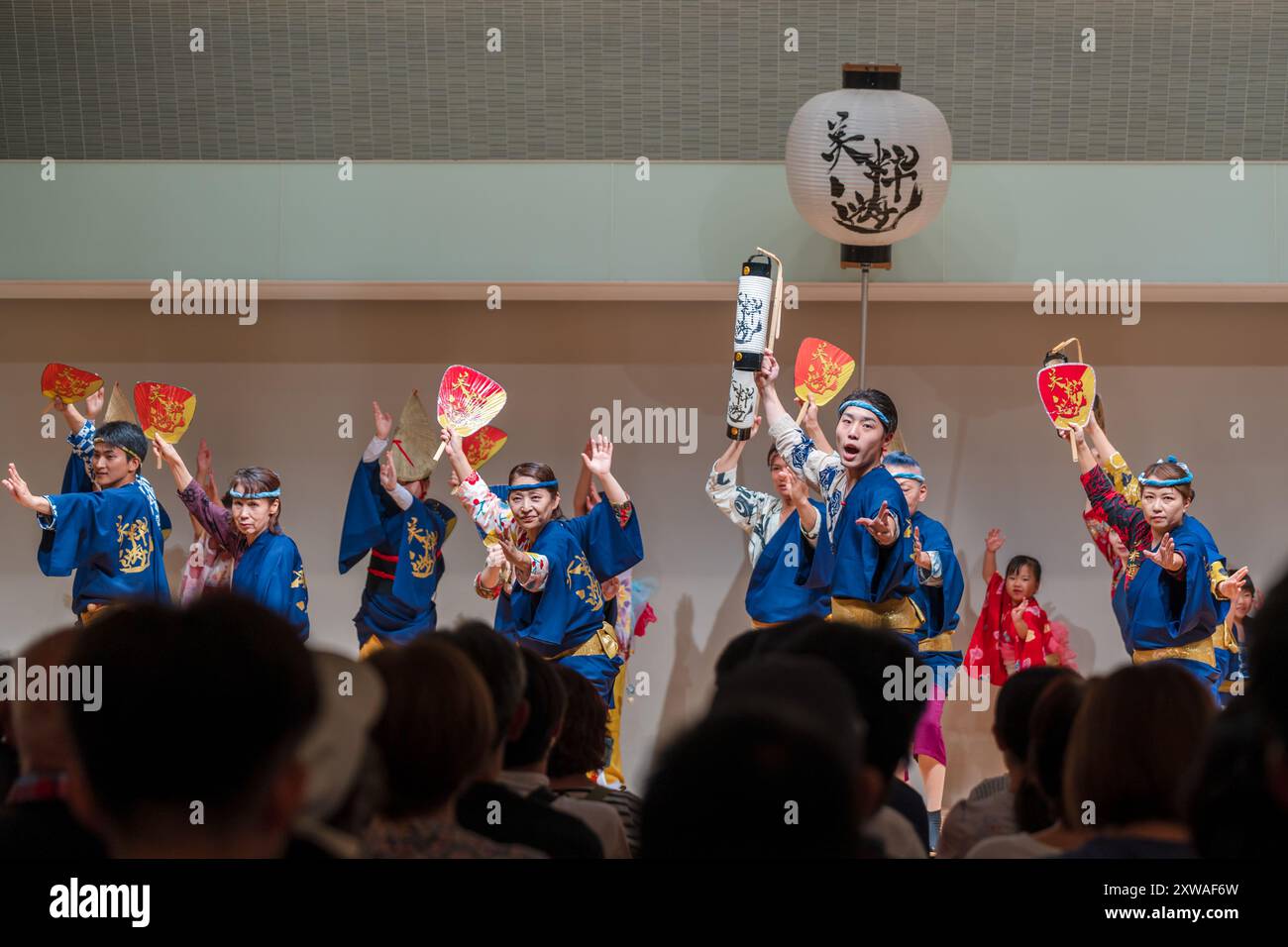 Tokushima Awa Odori Festival 2024. Performers are performing Japanese traditional Awa dance on ...