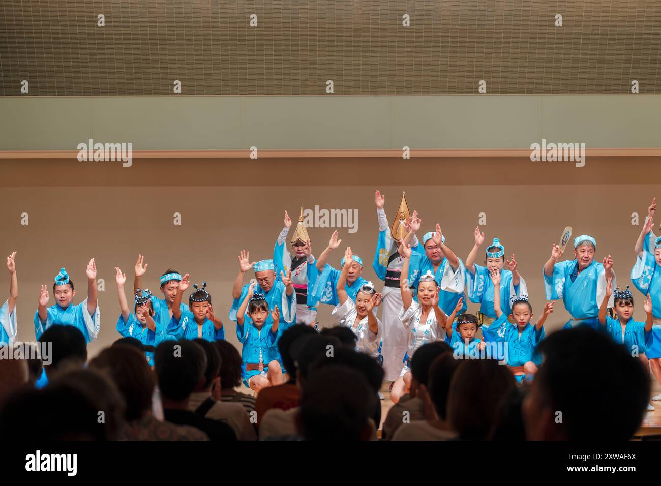 Tokushima Awa Odori Festival 2024. Performers are performing Japanese traditional Awa dance on ...