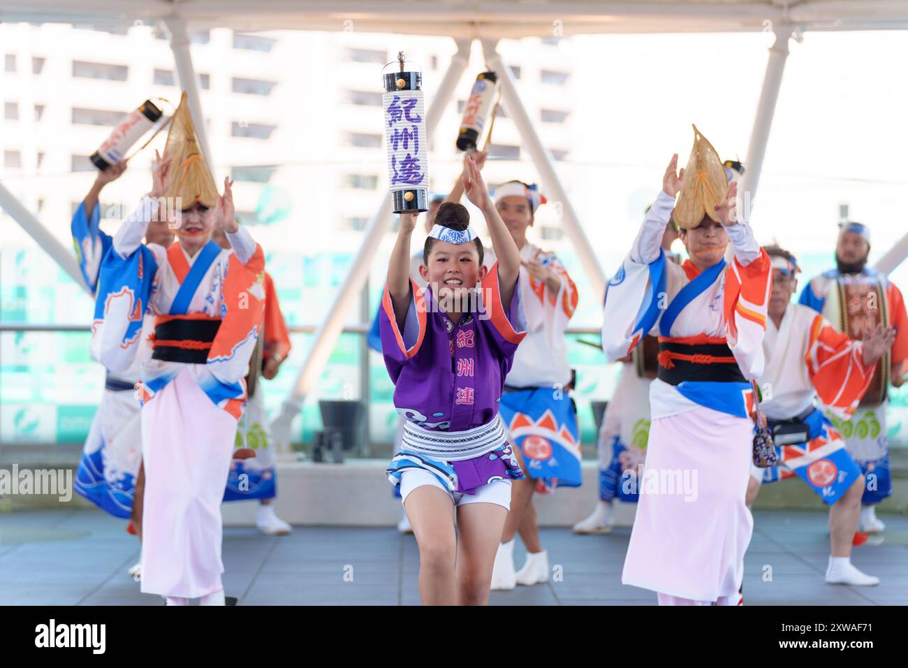 Tokushima Awa Odori Festival 2024. Performers are performing Japanese traditional Awa dance on ...