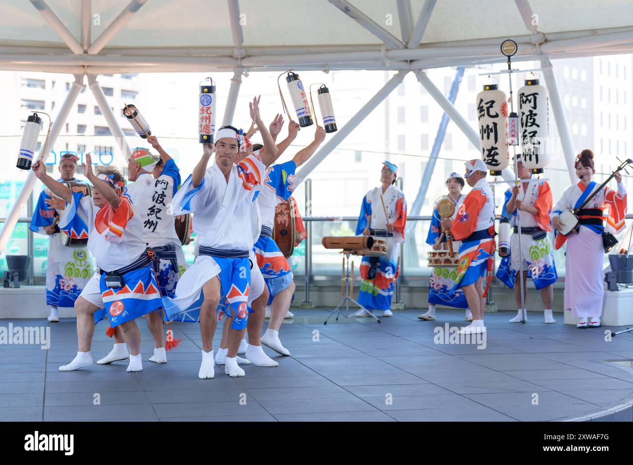 Tokushima Awa Odori Festival 2024. Performers are performing Japanese traditional Awa dance on ...