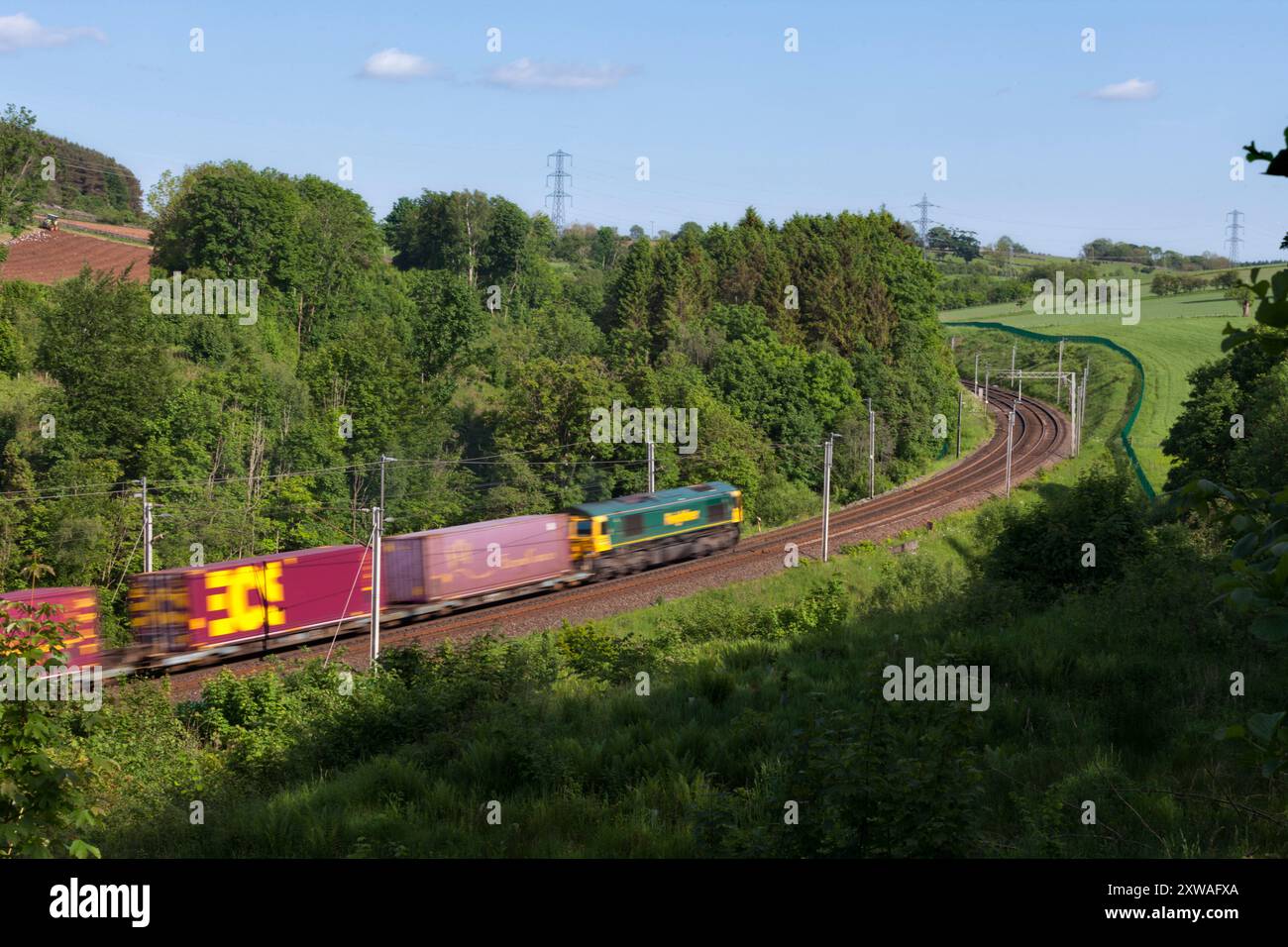 Freightliner class 66 diesel locomotive on the west coast main line ...