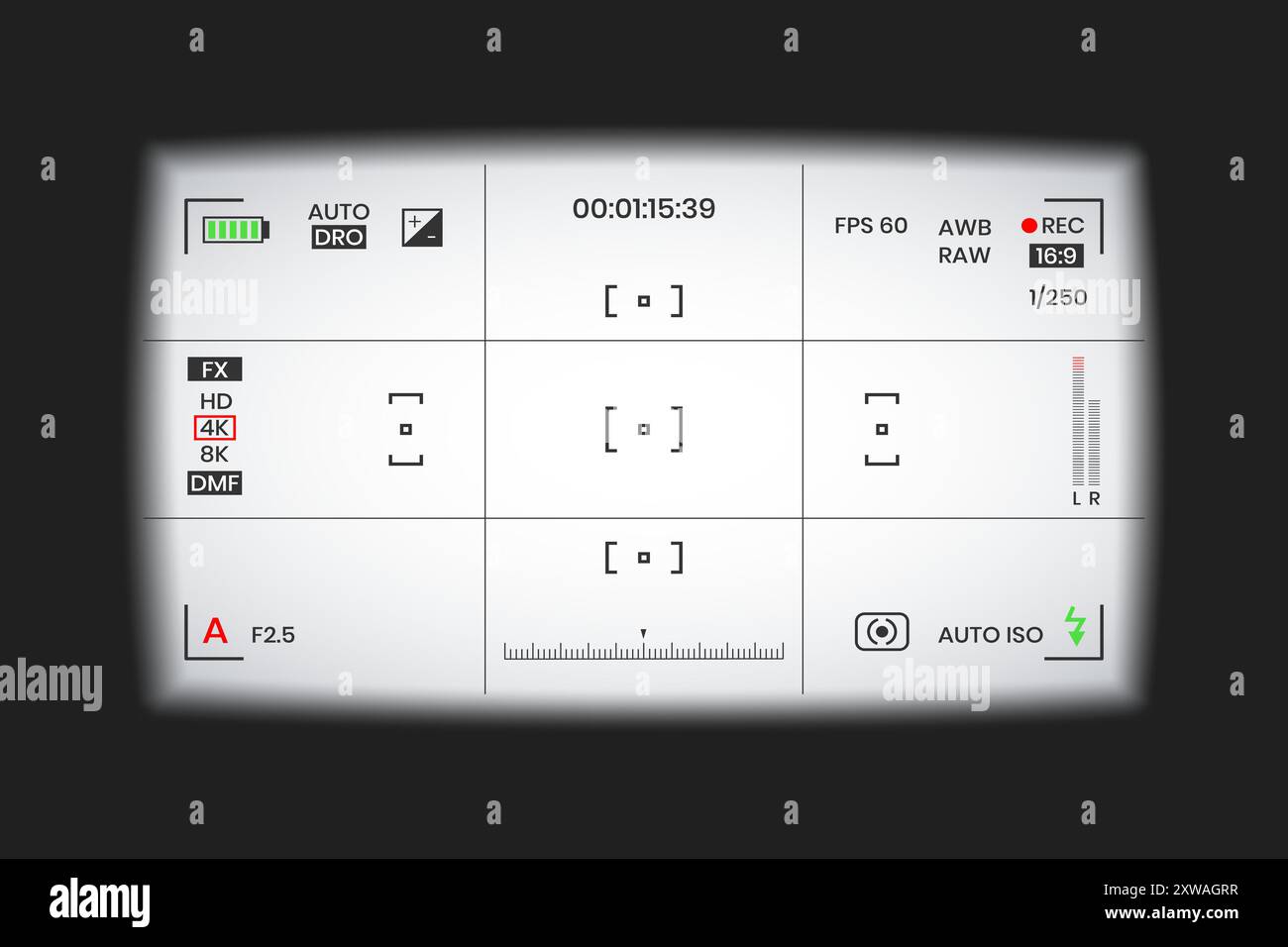 Camera viewfinder video or photo frame recorder flat style design ...