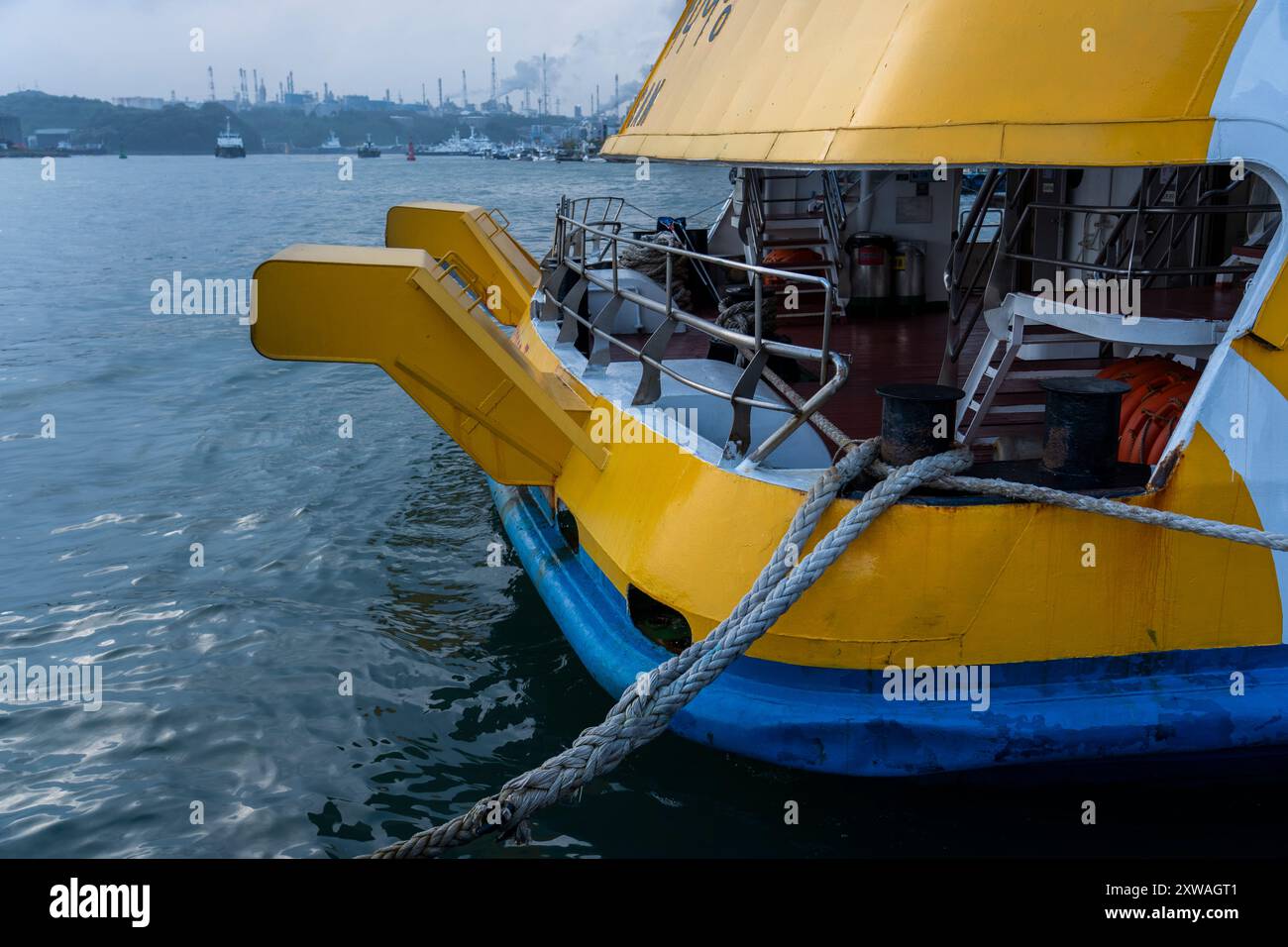 Back end of ferry boat at sea Stock Photo - Alamy