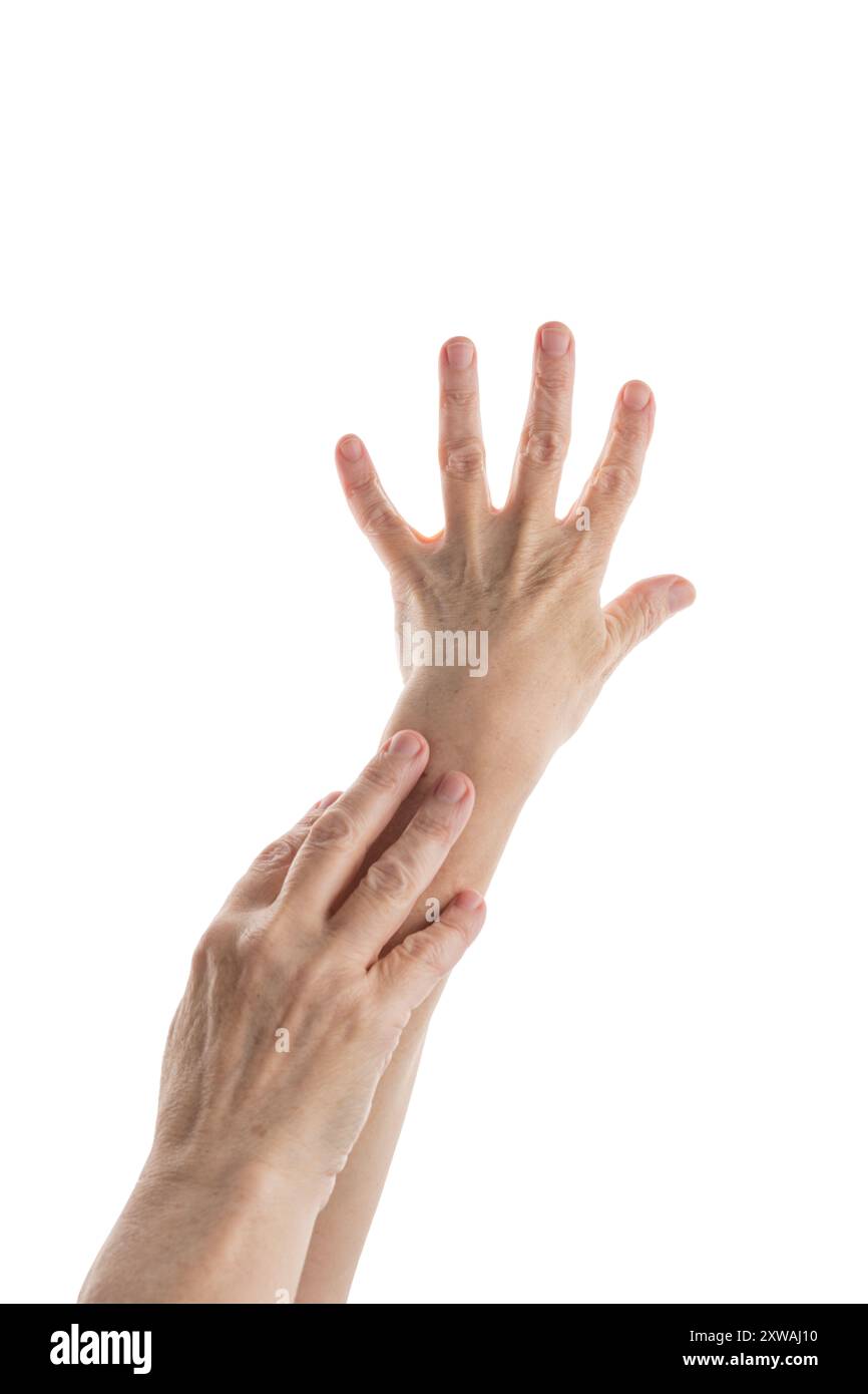 Female hands showing elegance isolated on white Stock Photo - Alamy