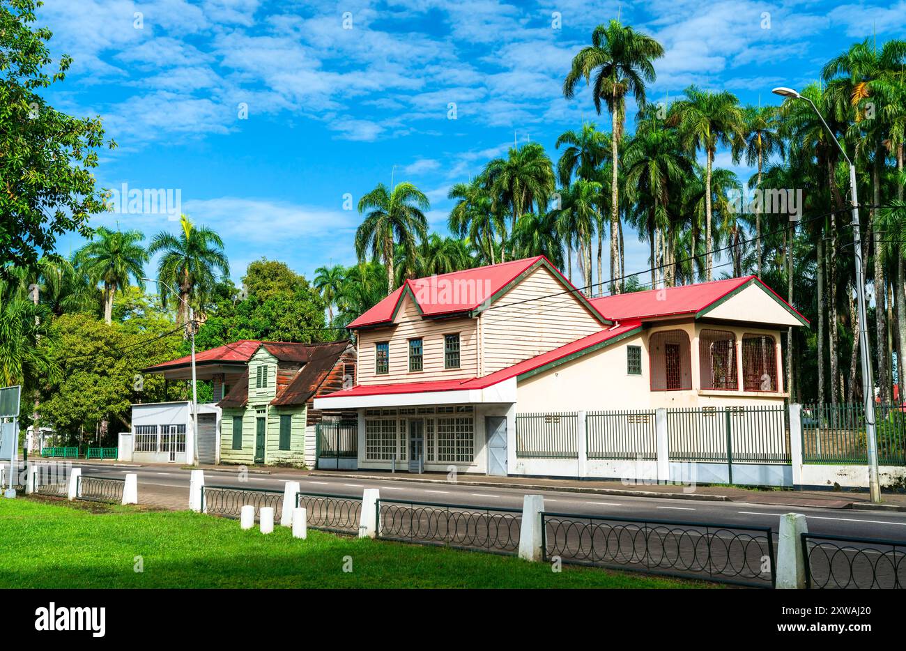 Traditional houses in the historic center of Paramaribo, UNESCO world ...