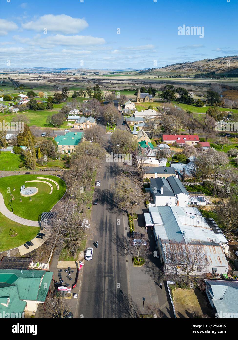 Ross, Australia: Aerial view of the historic ancient Ross town in ...